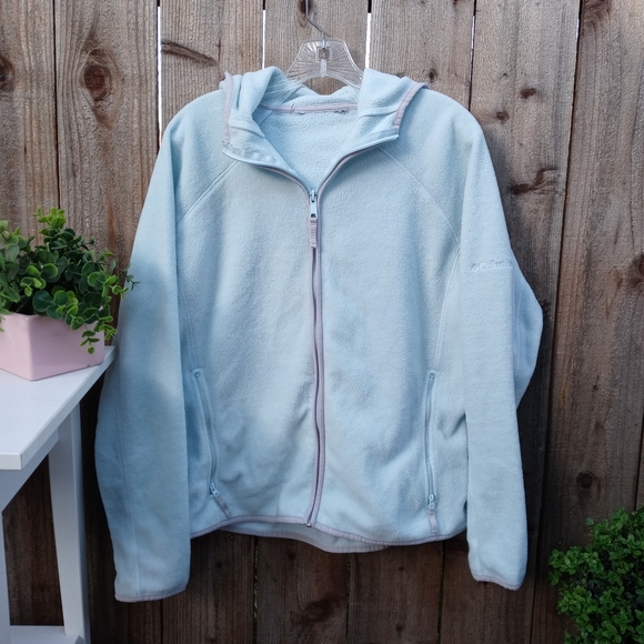 Columbia | Jackets & Coats | Columbia Light Blue Fleece Full Zip Up ...
